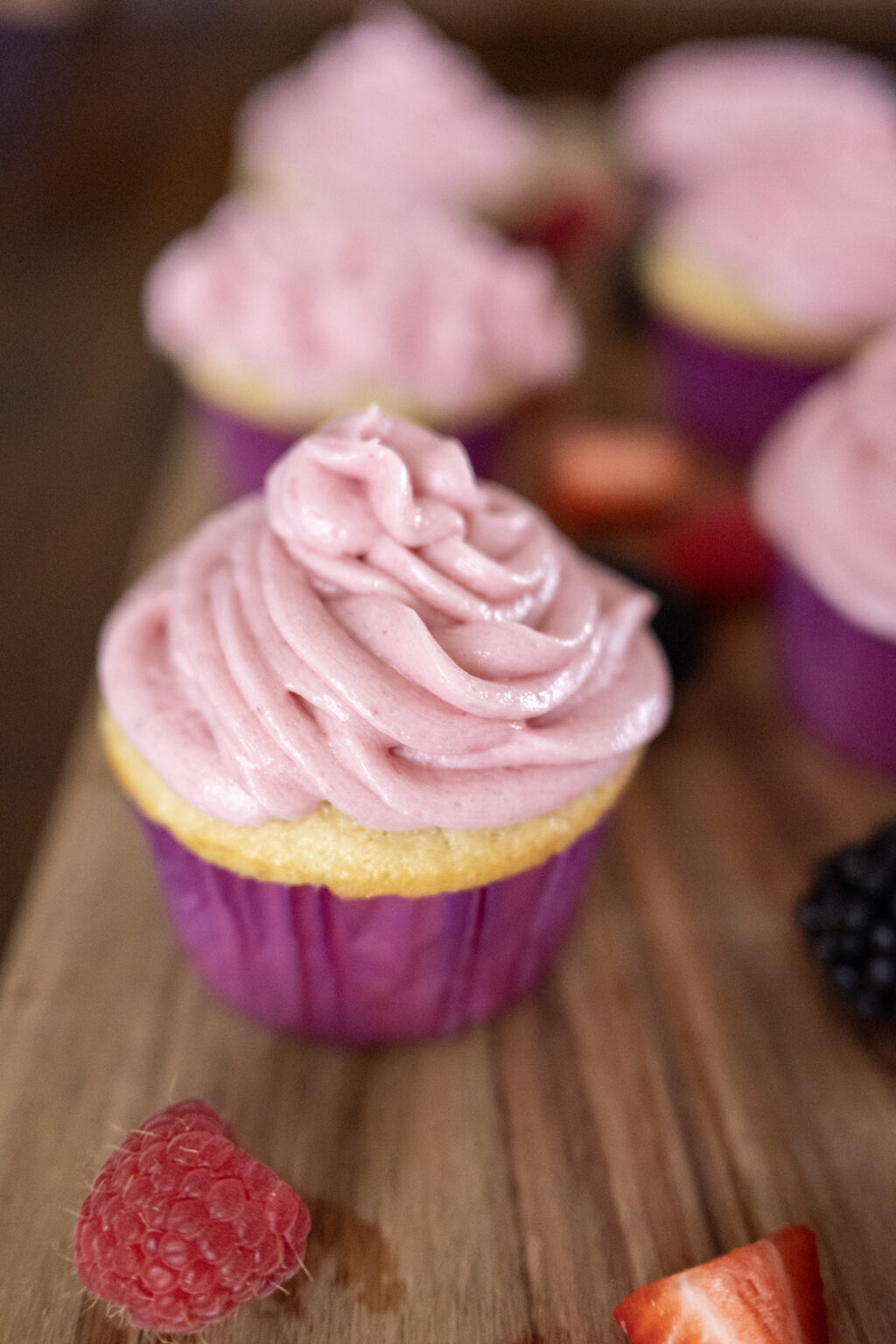 Easy Vanilla Cupcake Recipe with Berry Buttercream